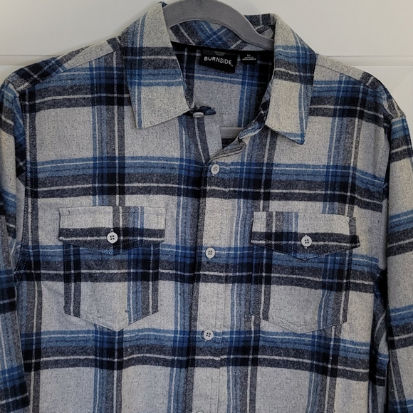 burnside | Shirts | Mens Gray Blue Yarndyed Flannel Shirt | Poshmark